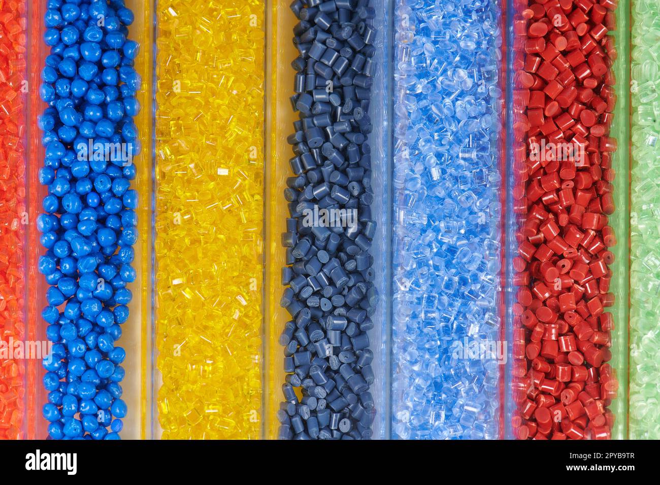 several colored plastic resins in test tubes in laboratory Stock Photo ...