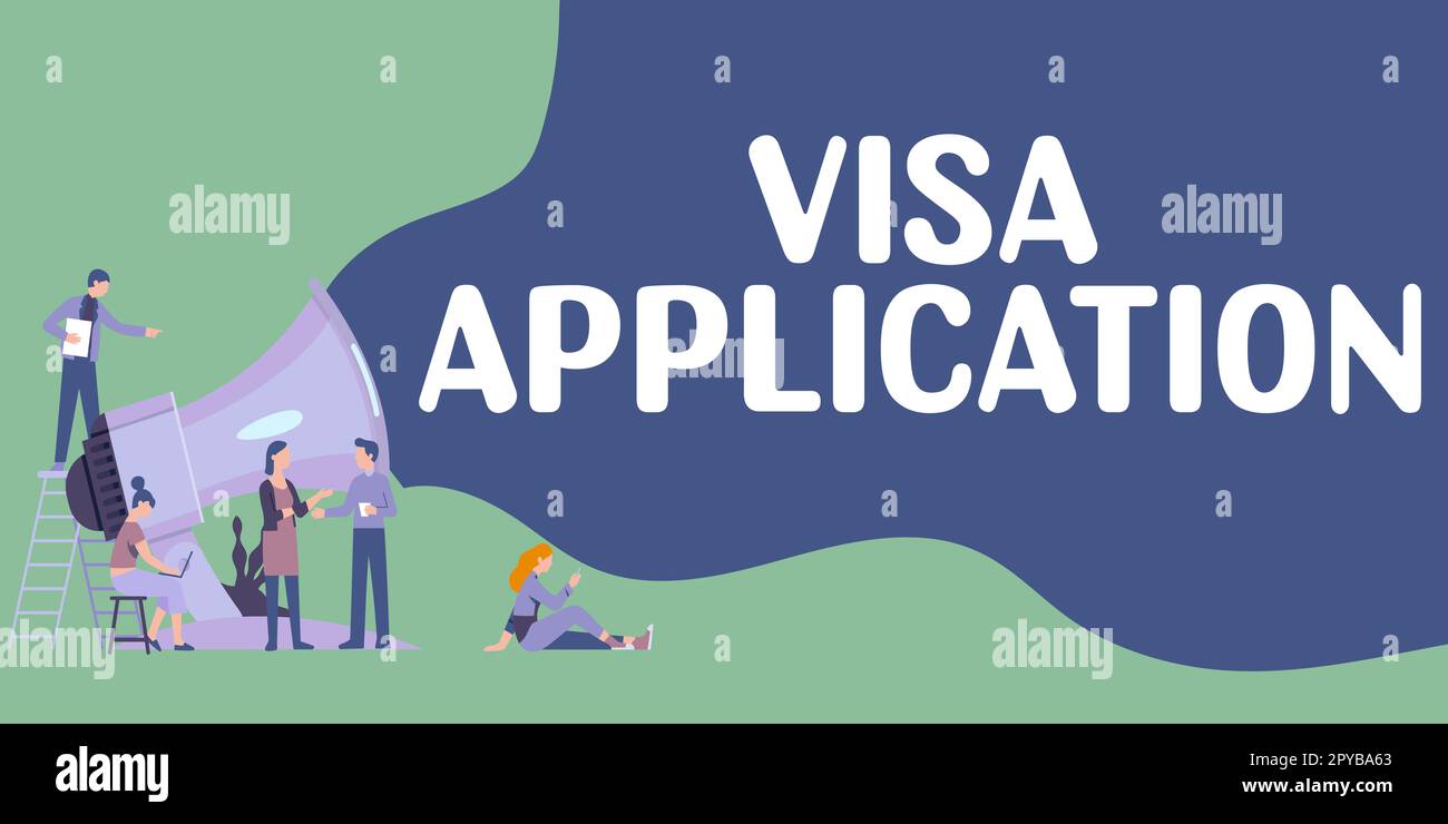 Hand writing sign Visa Application. Word Written on an process of ...