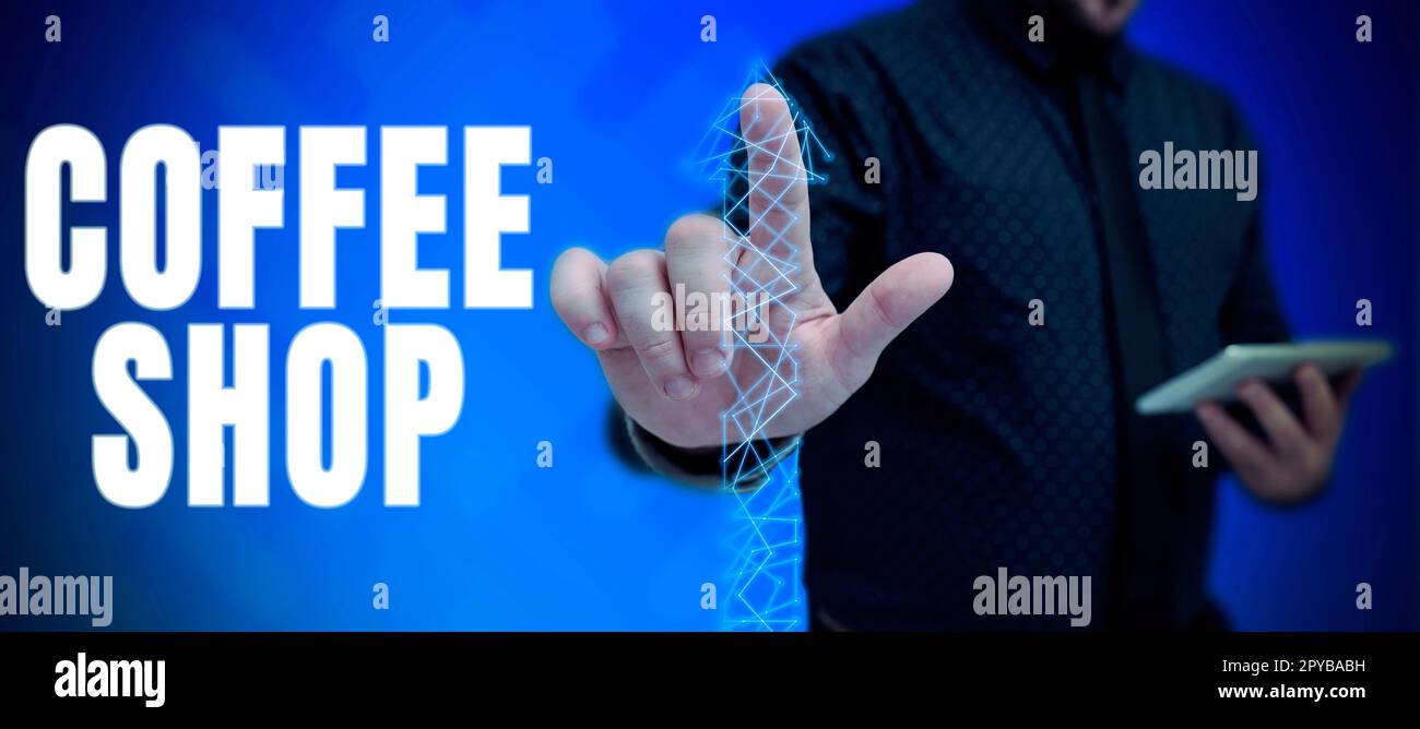 Text sign showing Coffee Shop. Word Written on small informal ...