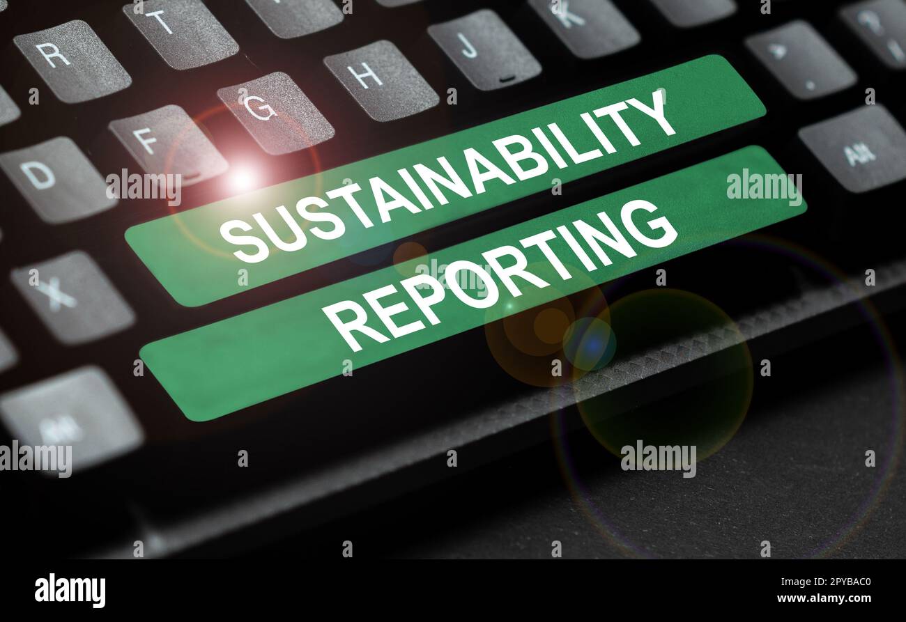 Text caption presenting Sustainability Reporting. Business idea give ...