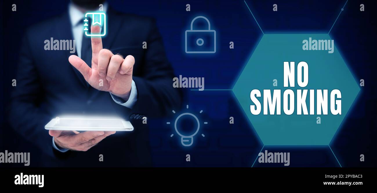 Sign displaying No Smoking. Business concept using tobacco is forbiden ...