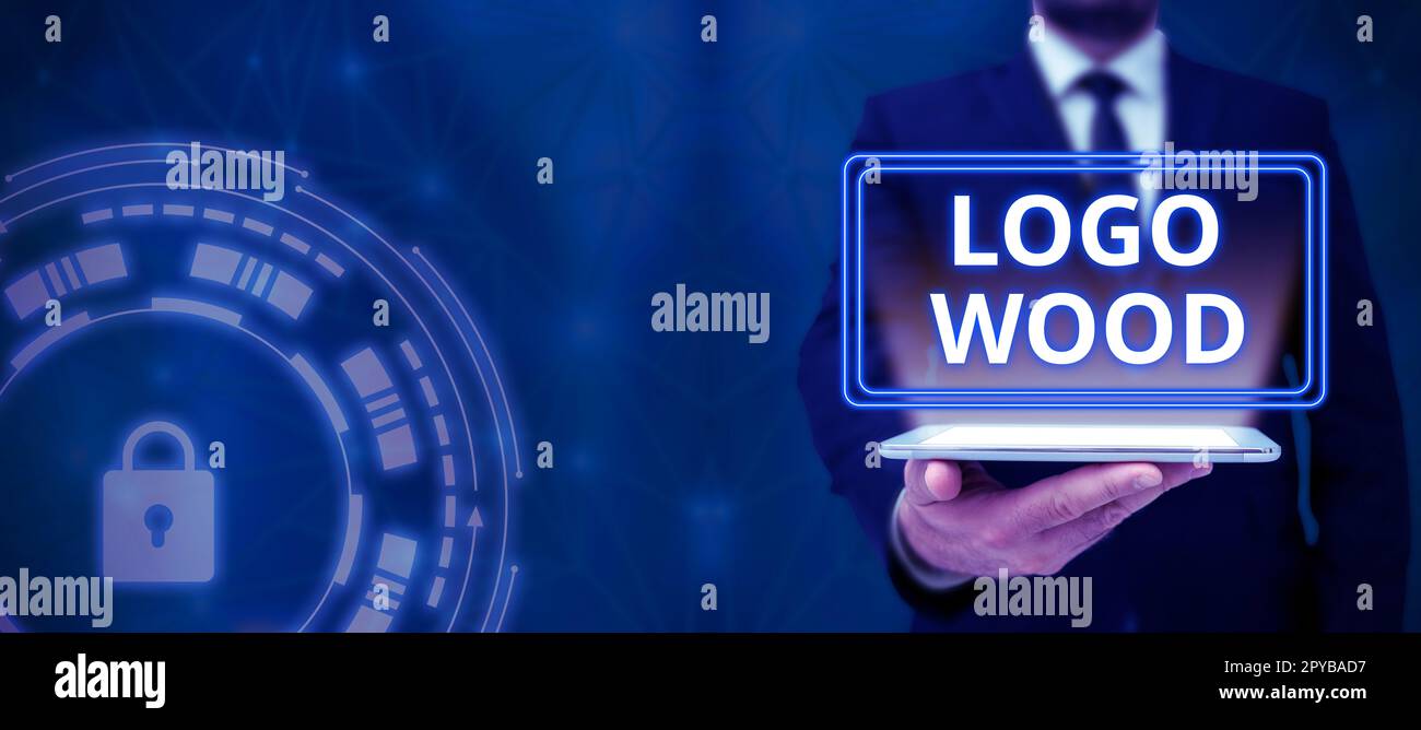 Text showing inspiration Logo Wood. Conceptual photo Recognizable ...