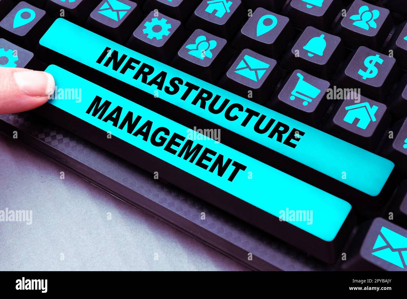 Text caption presenting Infrastructure Management. Word Written on ...