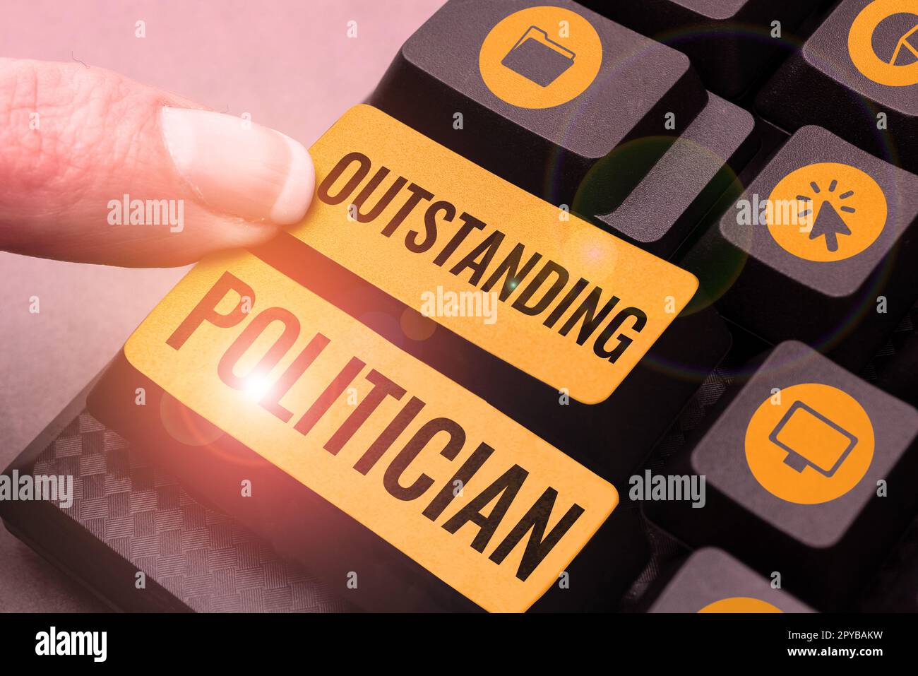 Hand writing sign Outstanding Politician. Business showcase having good ...