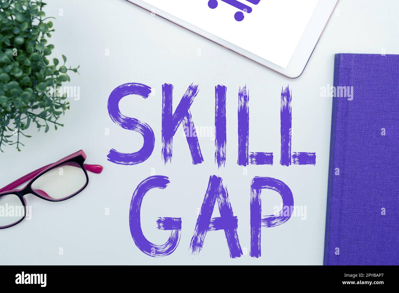 Hand writing sign Skill Gap. Business overview Refering to a person's ...