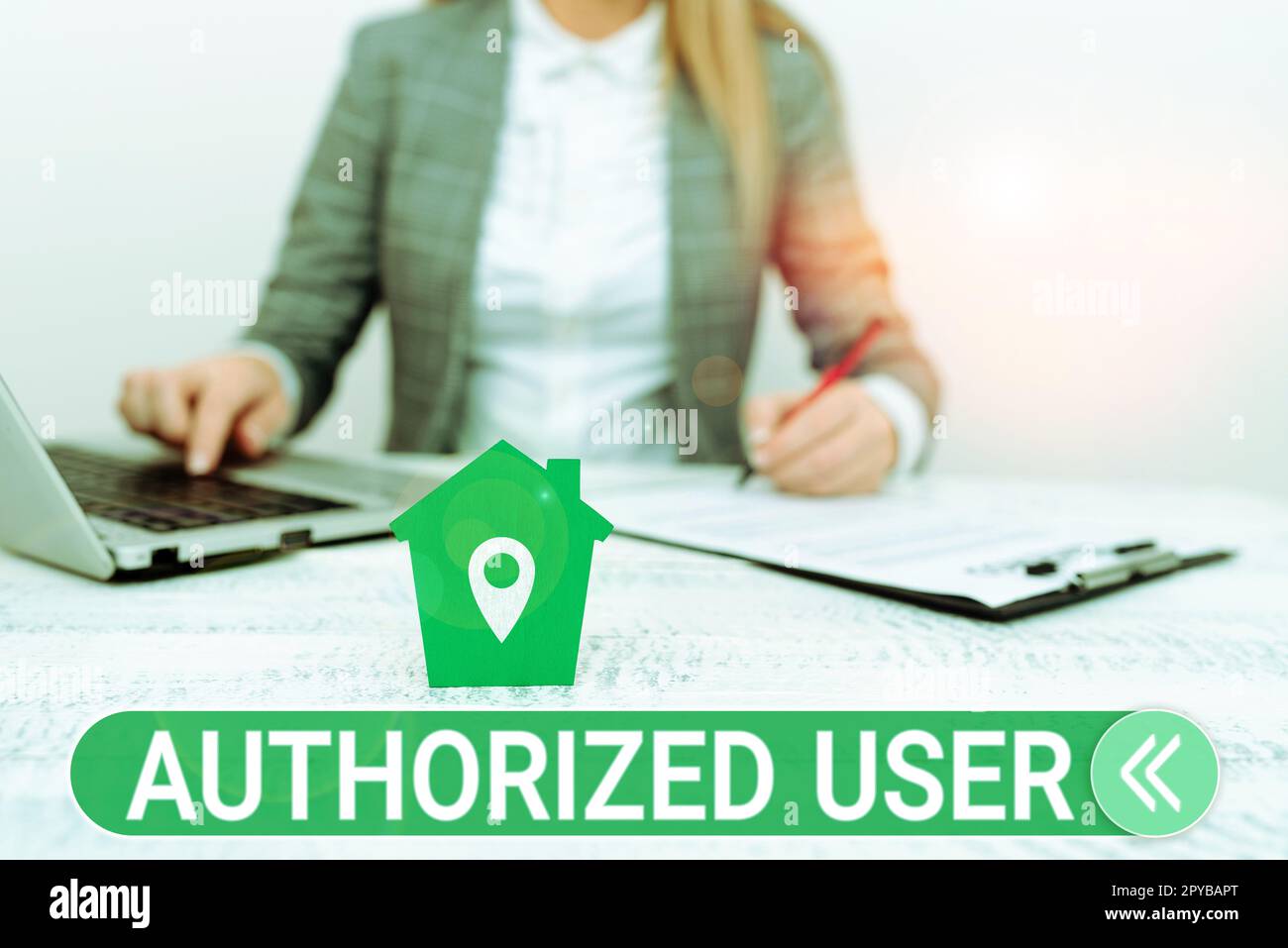 Text showing inspiration Authorized User. Business overview person ...