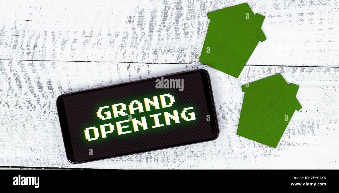 Sign displaying Grand Opening. Business idea Ribbon Cutting New ...