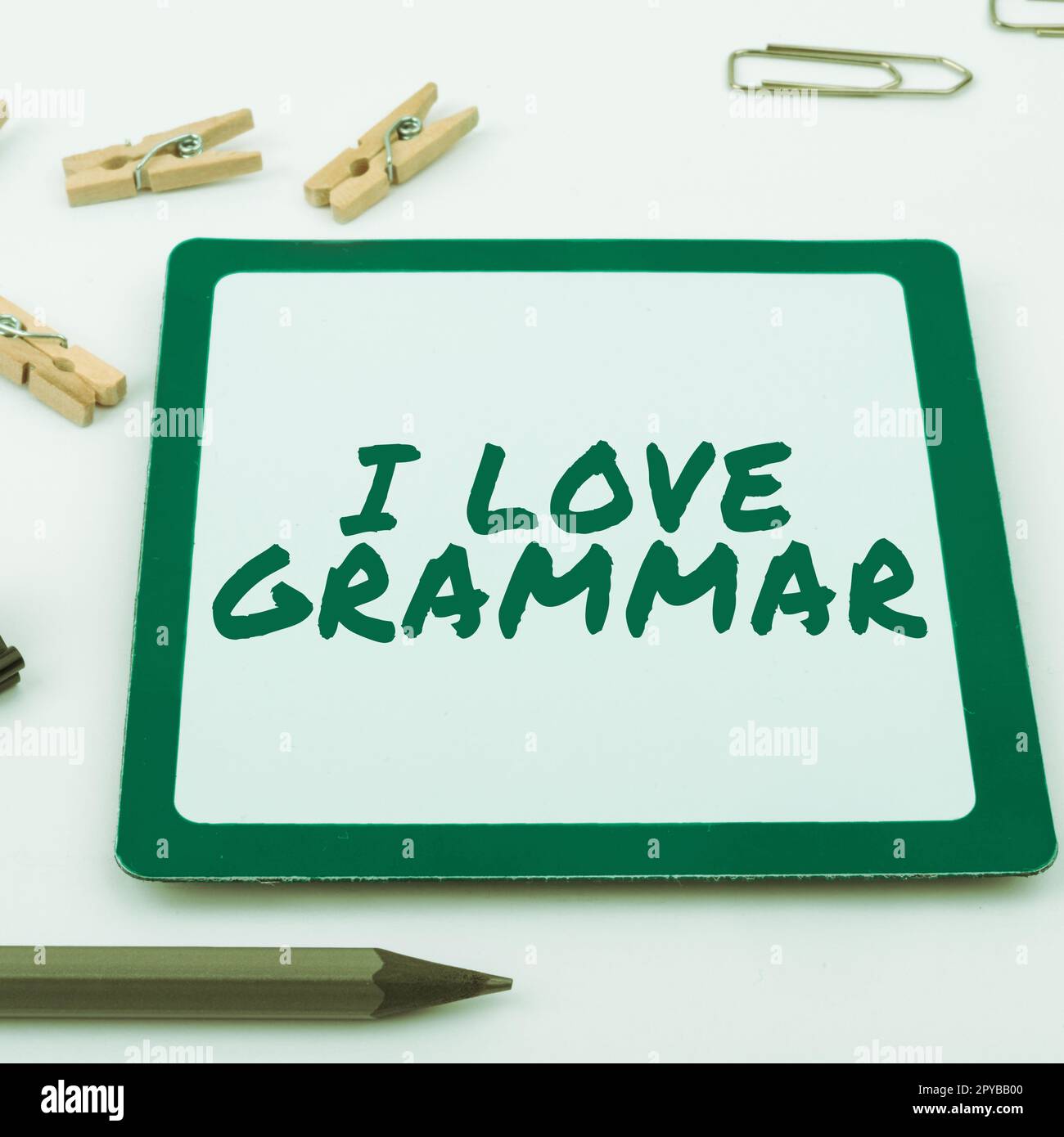 Text sign showing I Love Grammar, Business idea act of admiring system ...