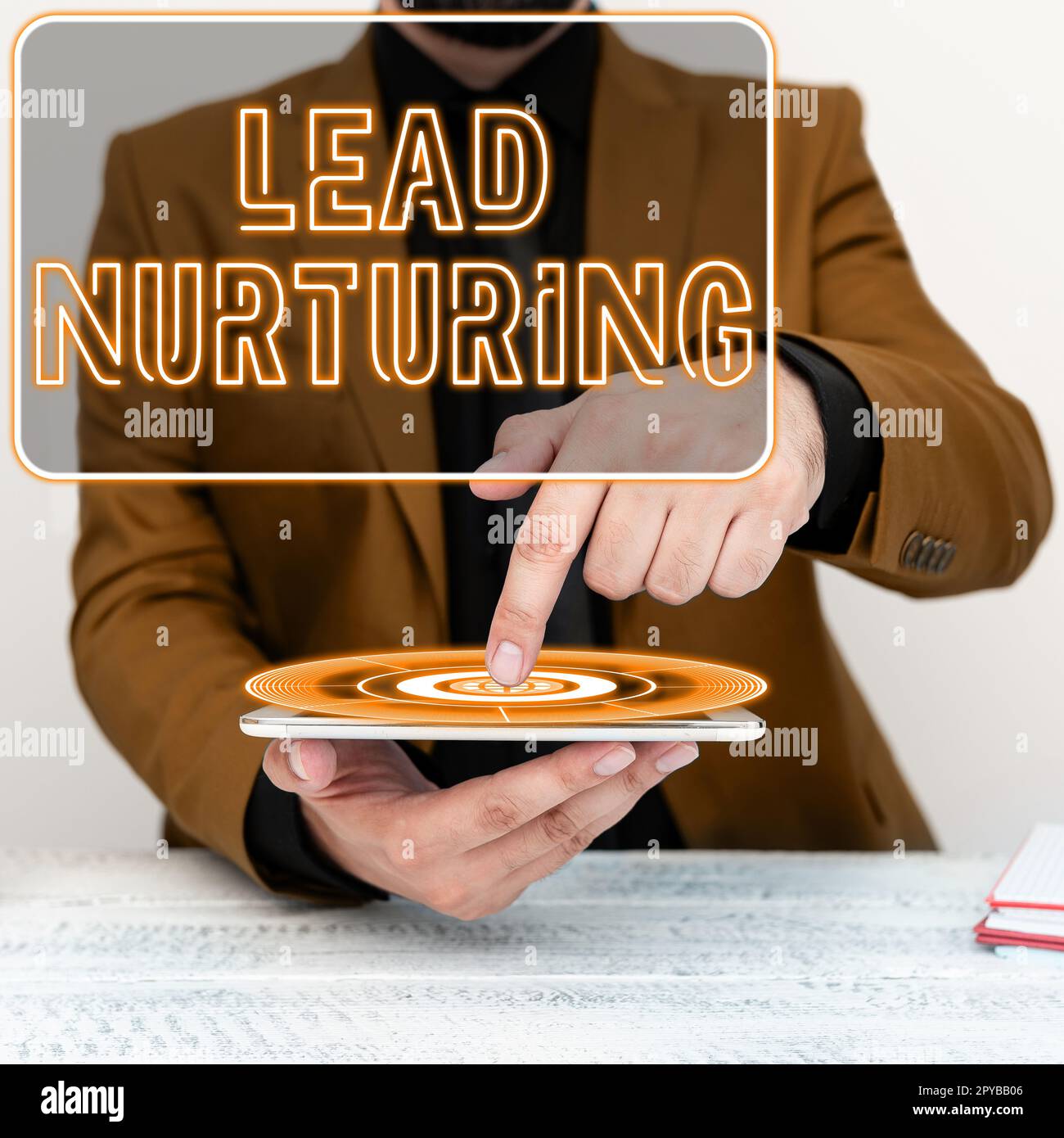 Sign displaying Lead Nurturing. Business showcase method of building a ...
