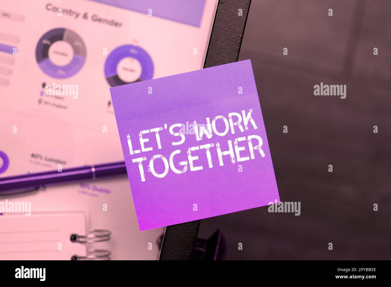 Text caption presenting Let's Work Together. Business idea Unite and ...