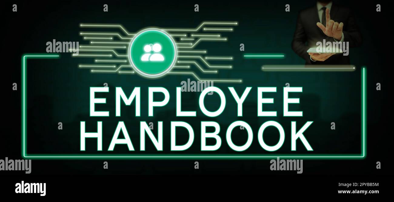 Text showing inspiration Employee Handbook, Business overview Document ... Text showing inspiration Employee Handbook, Business overview Document ...