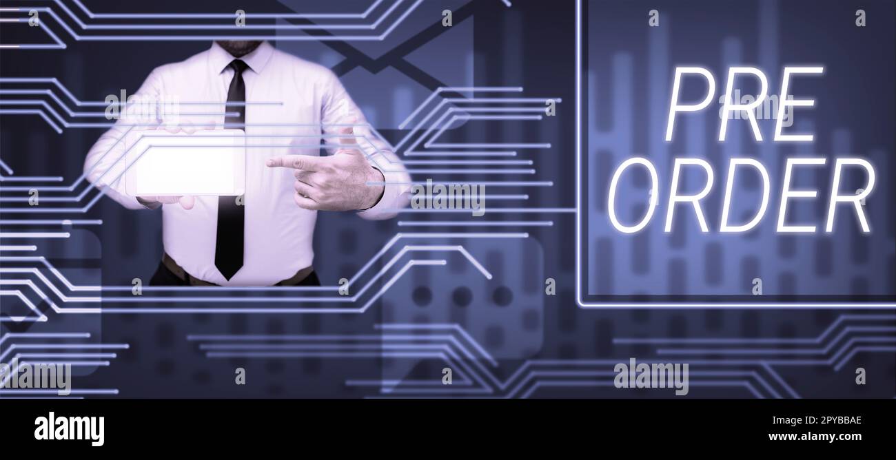 Conceptual display Pre Order. Word for an order for a product placed ...