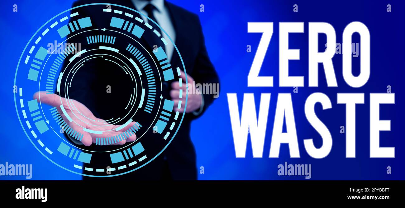 Sign displaying Zero Waste. Business overview industrial responsibility ...