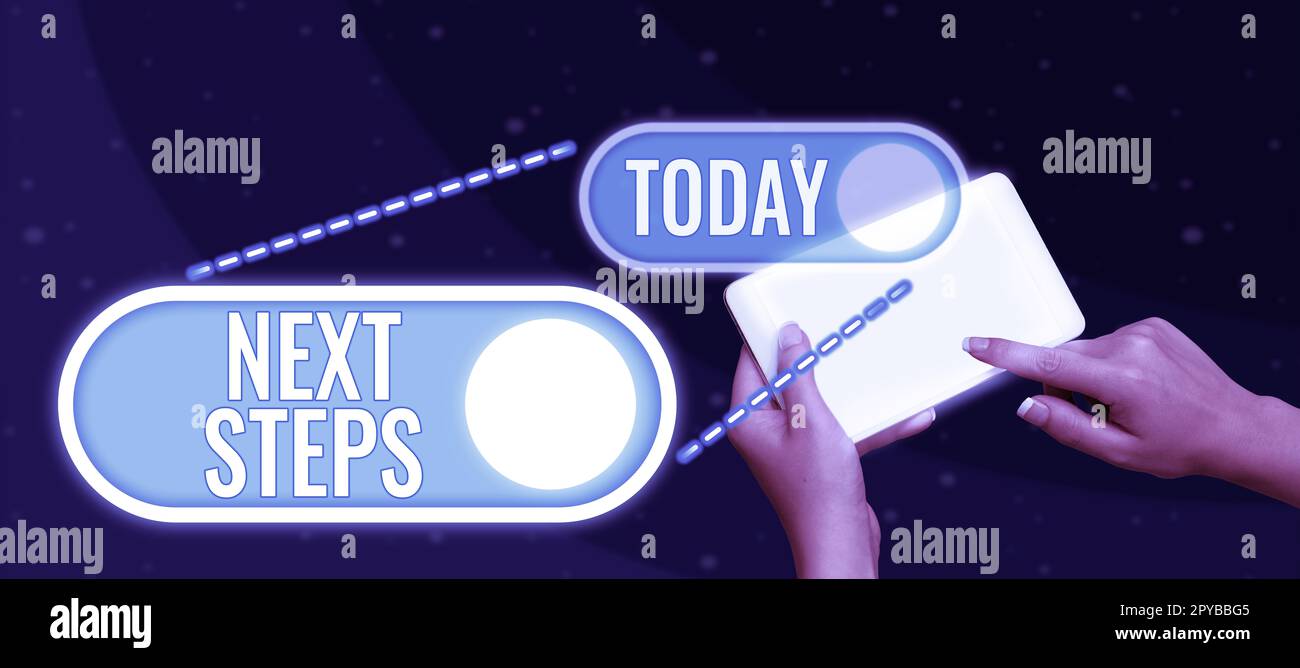 Sign displaying Next Steps. Internet Concept numper of process going to ...