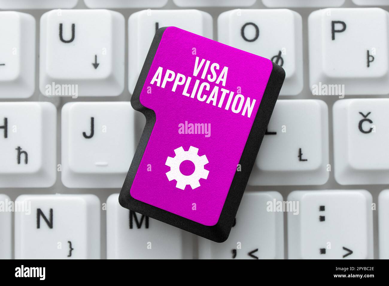 Hand writing sign Visa Application. Word Written on an process of ...