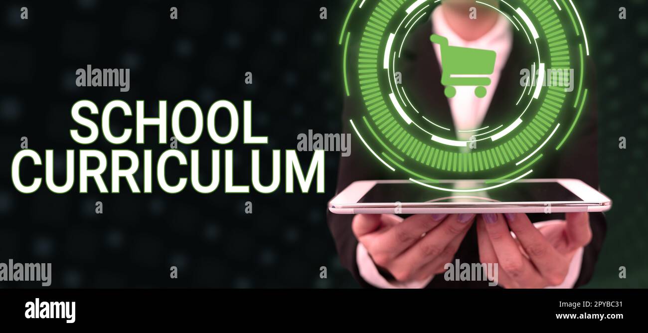 Text sign showing School Curriculum. Business concept designed to ...