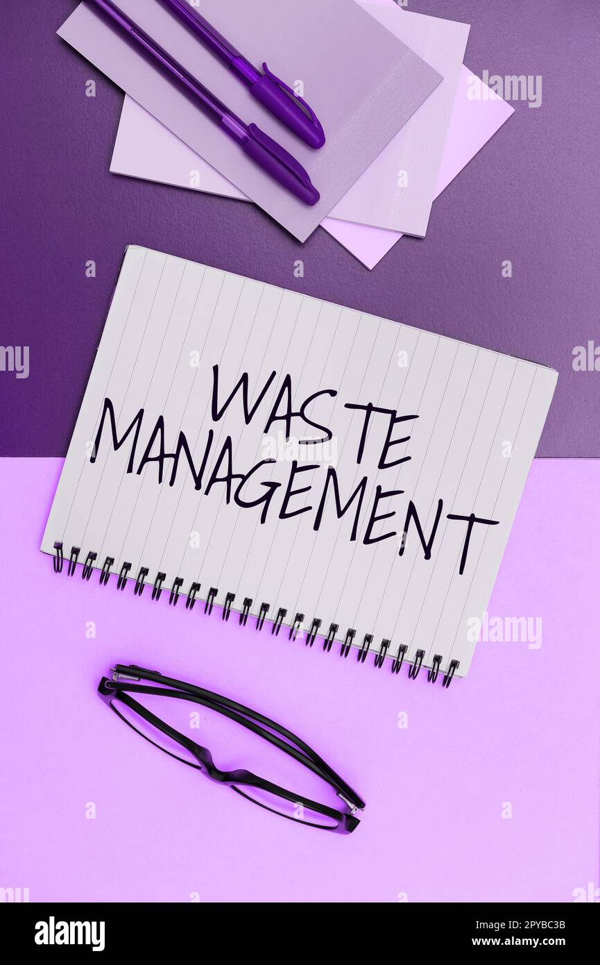 Text sign showing Waste Management. Word Written on actions required ...