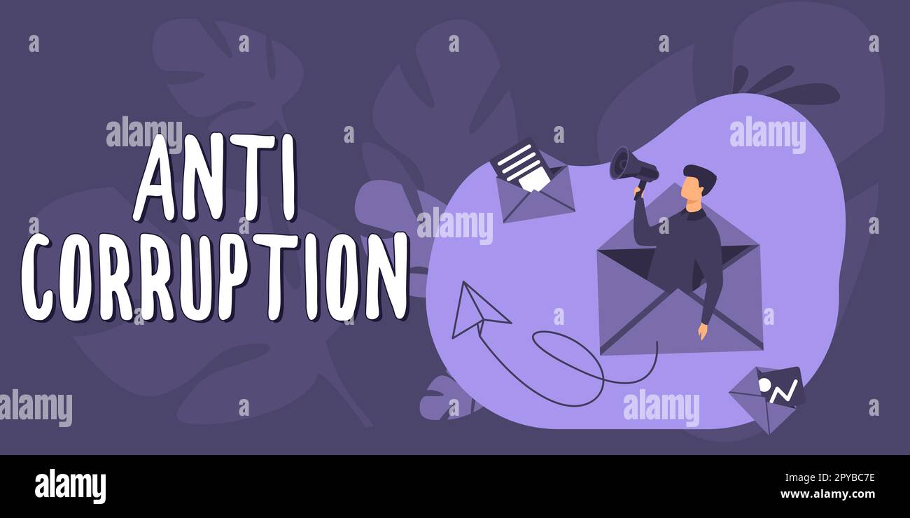 Text showing inspiration Anti Corruption. Word for regulations stop ...