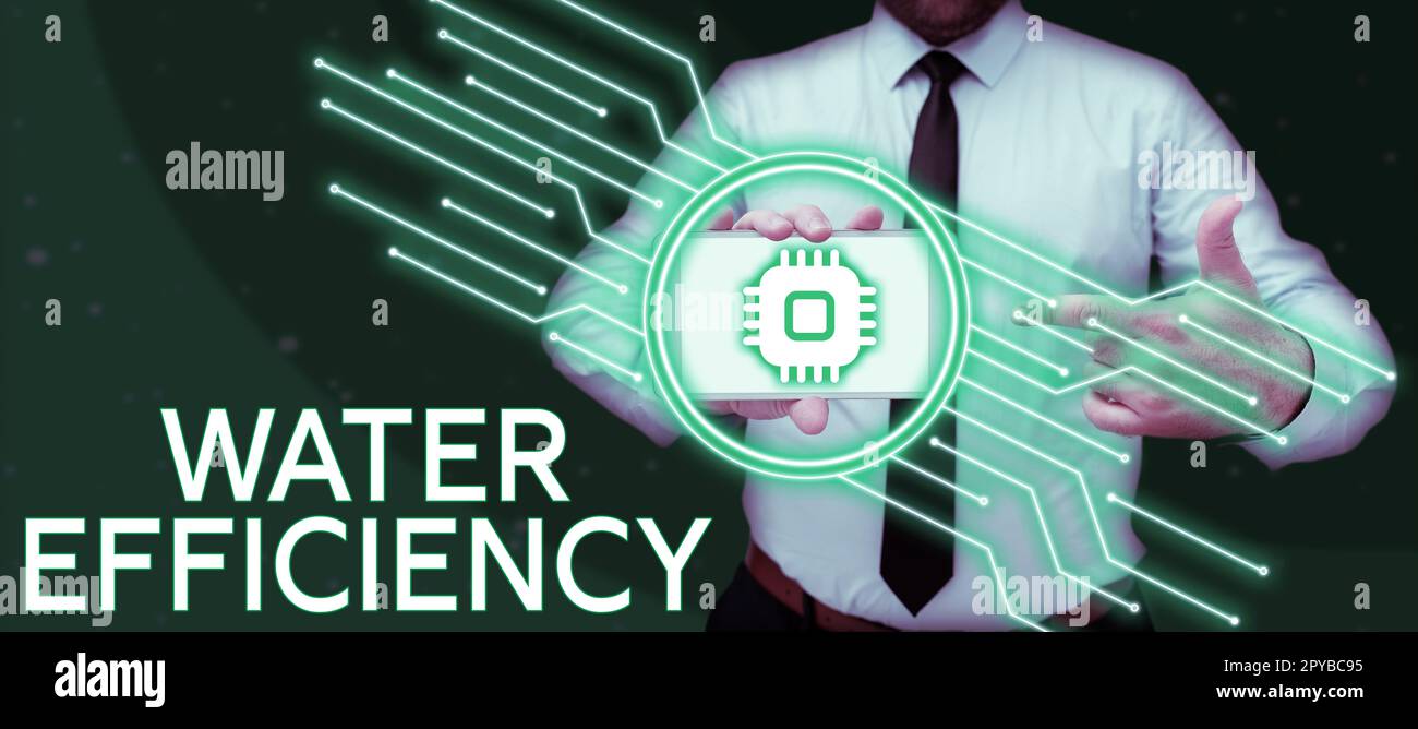 Conceptual display Water Efficiency. Business showcase reduce water ...
