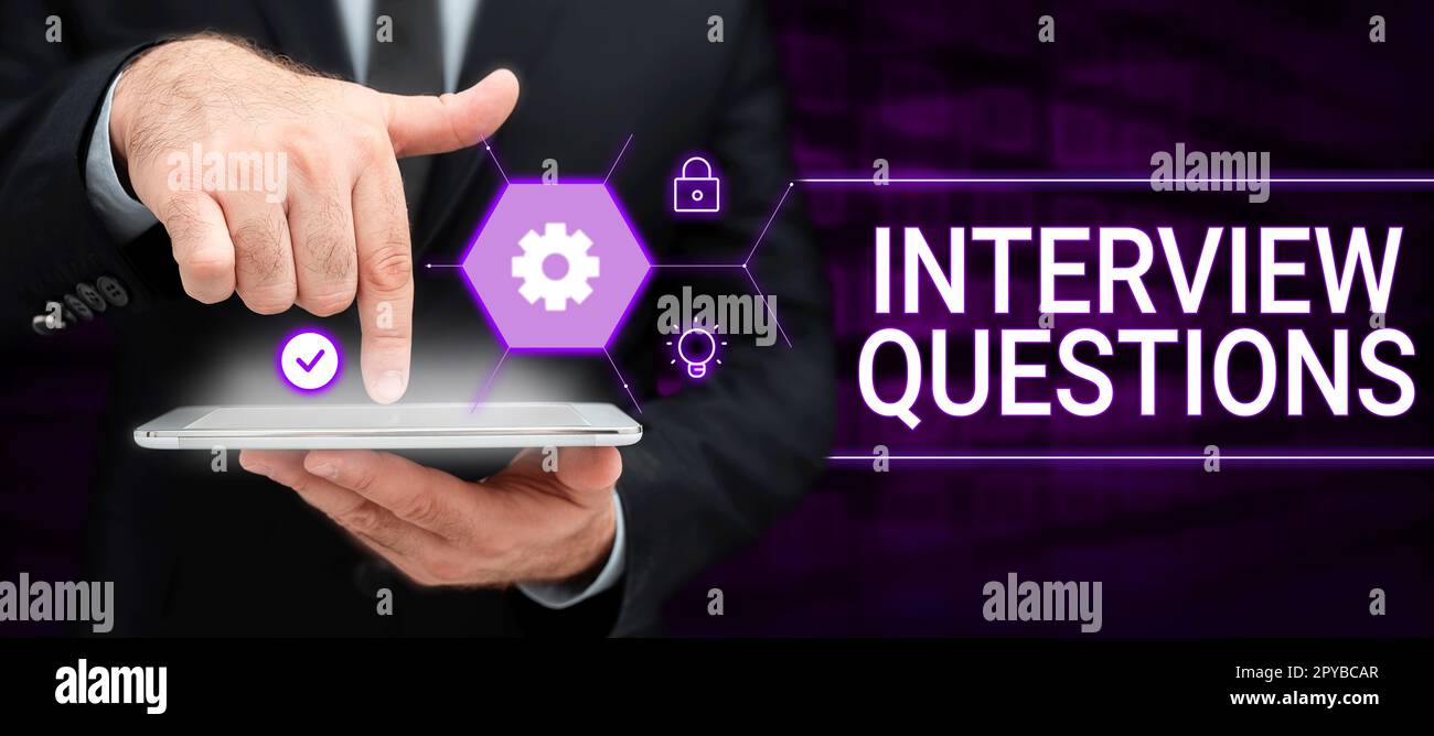 Text sign showing Interview Questions. Concept meaning Typical topic ...