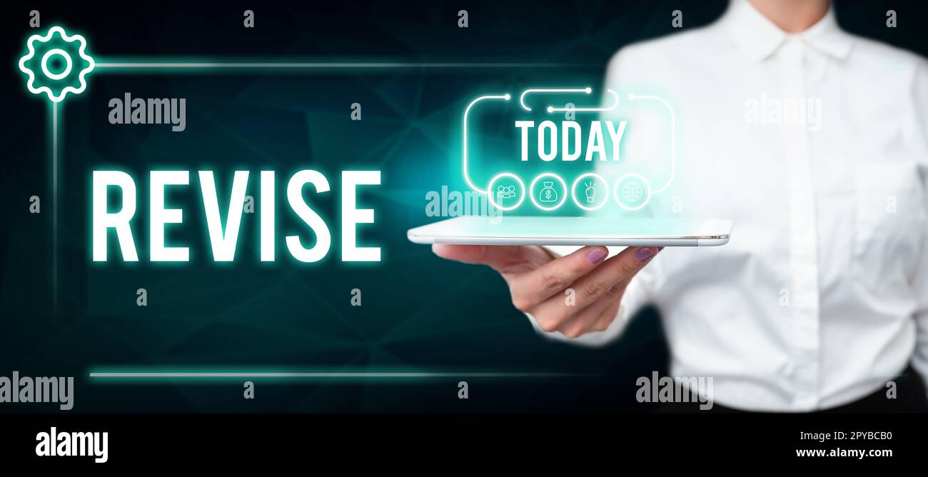 Text showing inspiration Revise. Business approach survey over whole ...