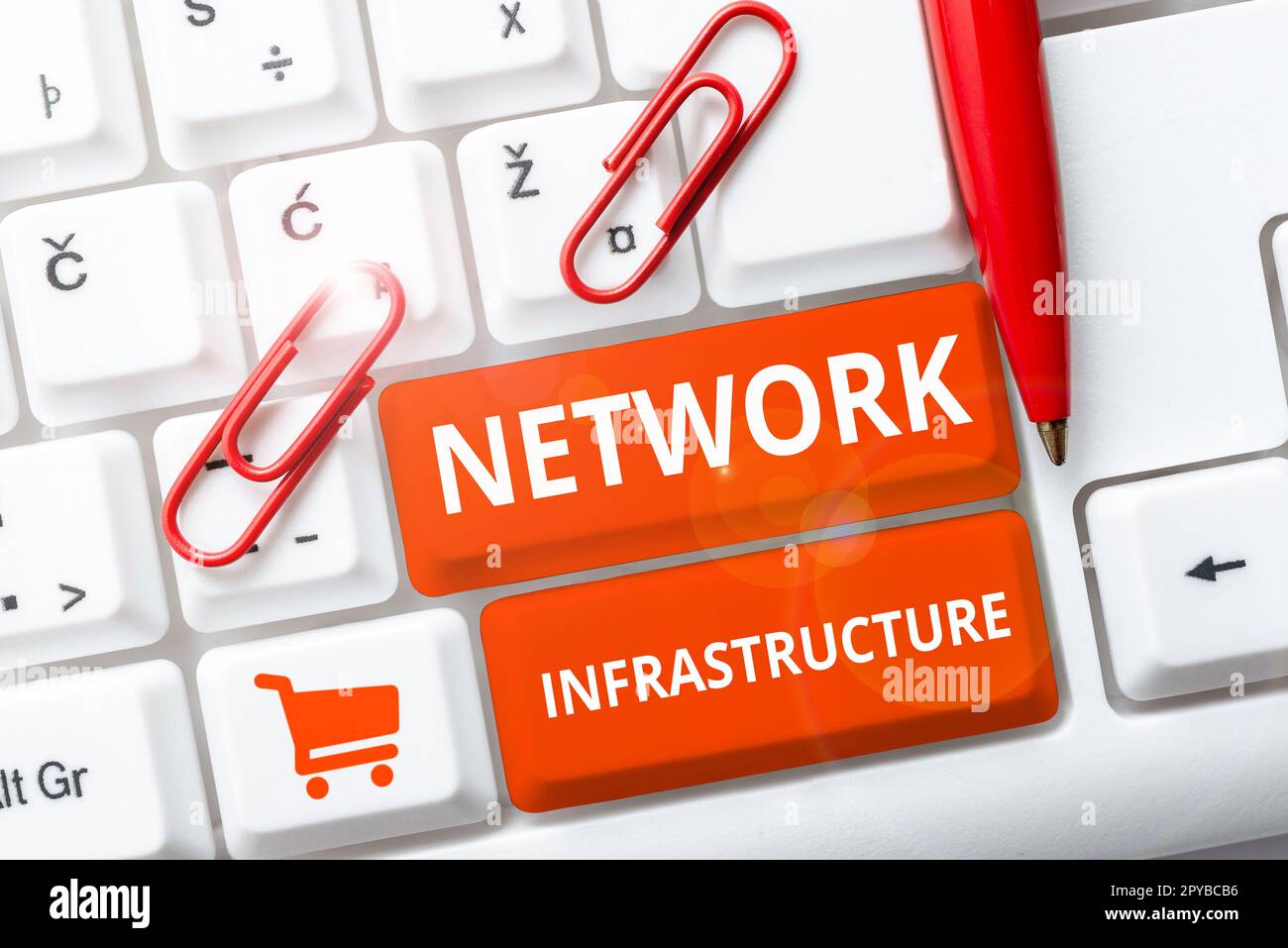 Handwriting text Network Infrastructure. Business showcase Hardware and ...