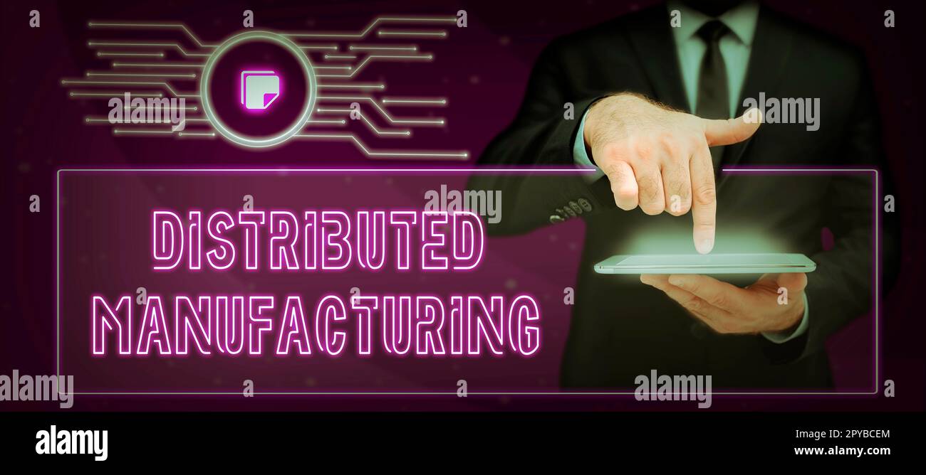 Conceptual caption Distributed Manufacturing. Business approach ...