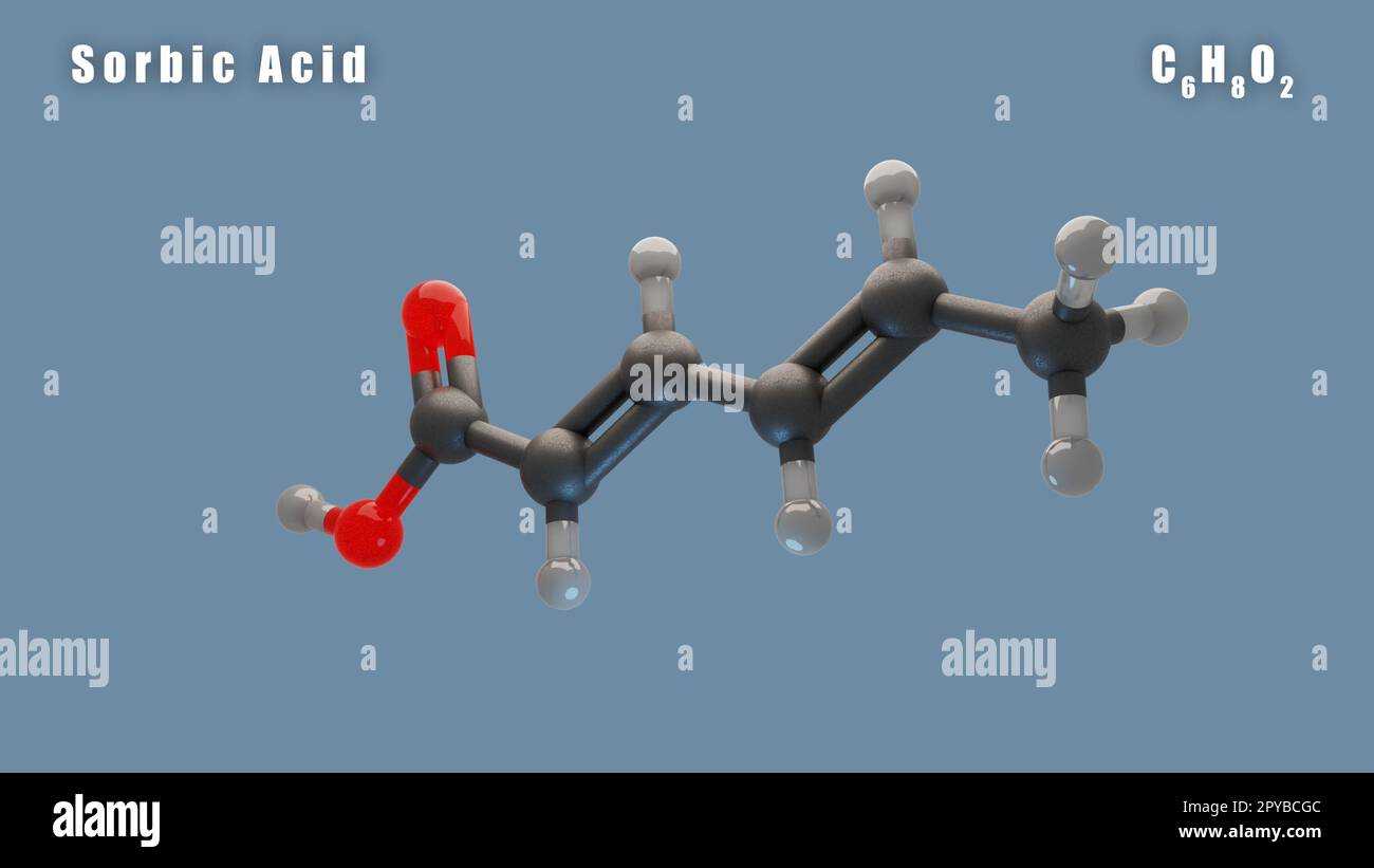 Sorbic Acid of C6H8O2 3D Conformer Food additive E200 Isolated ...
