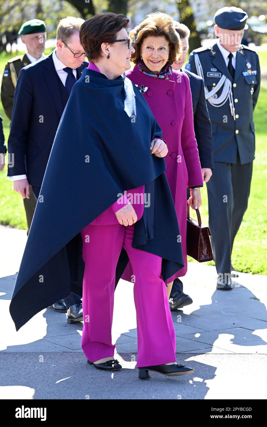 Sweden's King Carl Gustaf, Queen Silvia, President Alar Karis and his ...