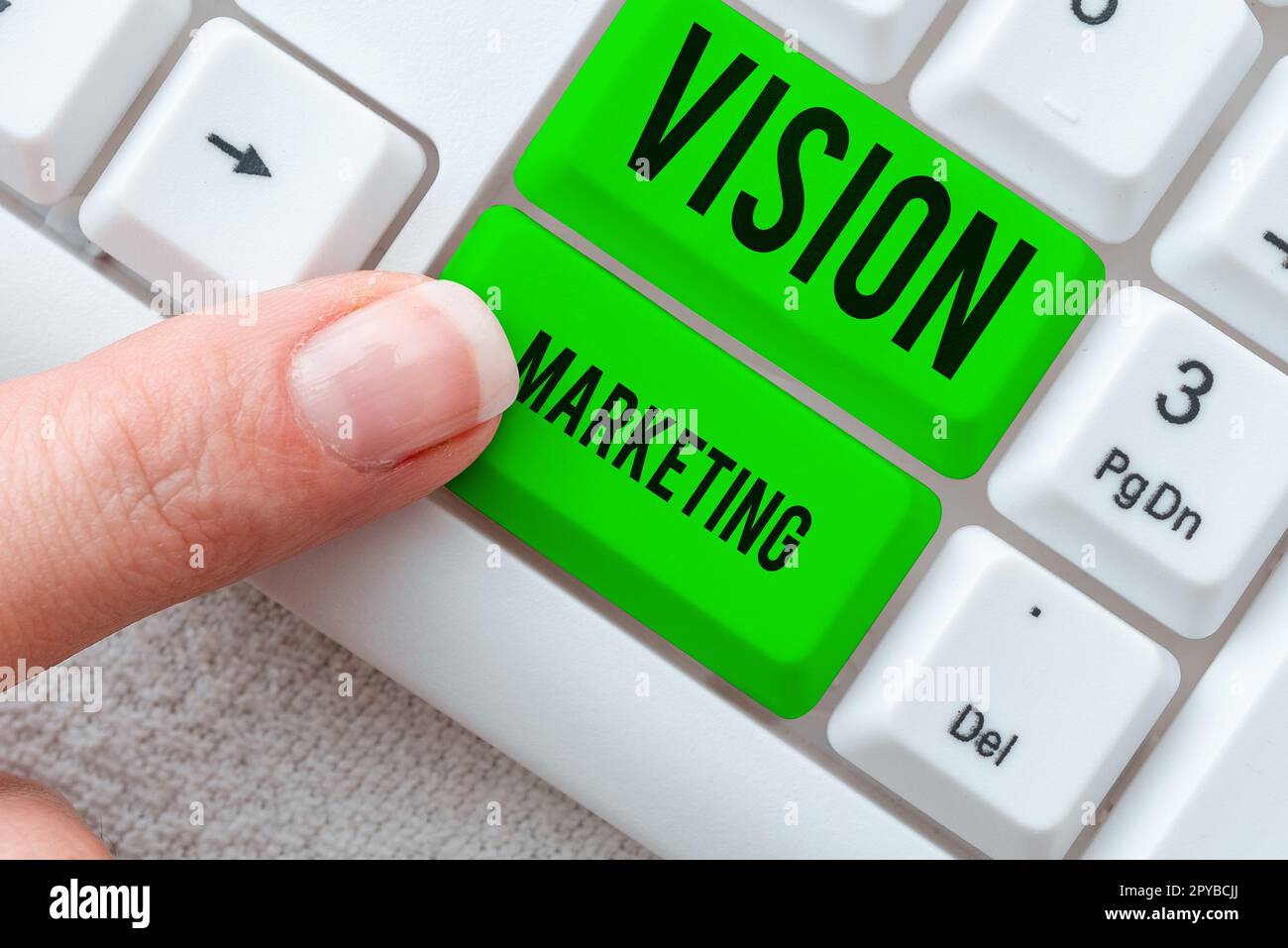 Hand writing sign Vision Marketing. Business overview outlining how ...