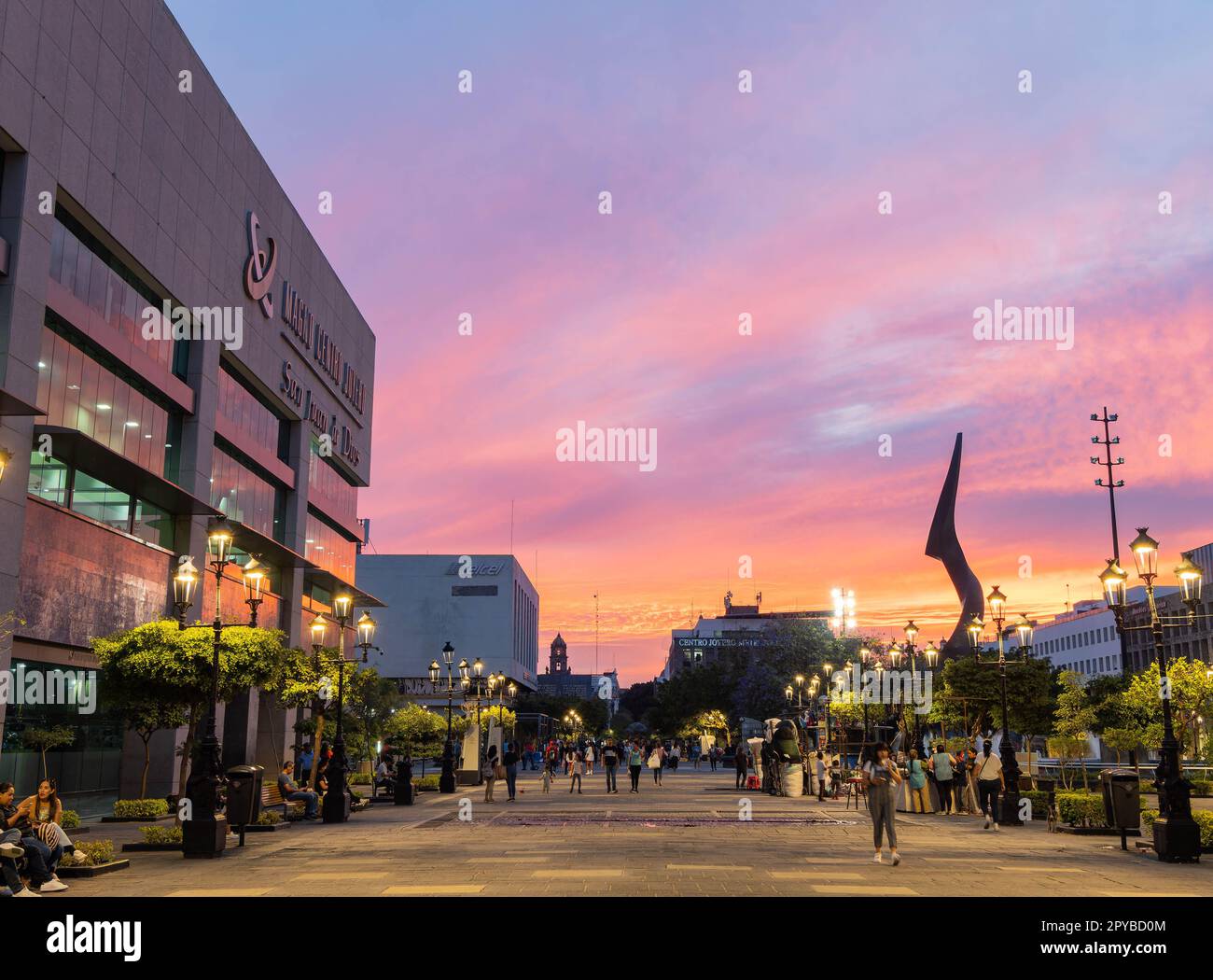 Mexico, APR 26 2023 - Daytime view of the Magno Centro Joyero mall and ...