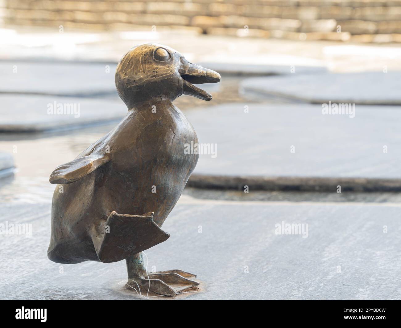 Mexico, APR 27 2023 - Close up shot of cute duck statue in Andares ...