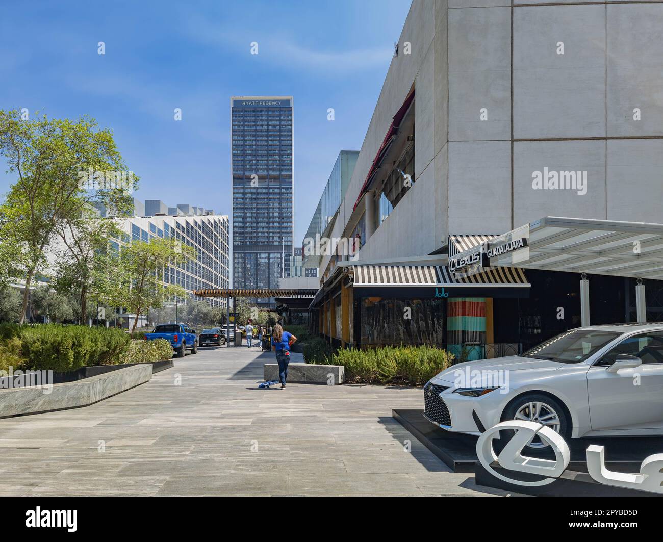 Mexico, APR 27 2023 - Sunny view of the modern building in Andares ...