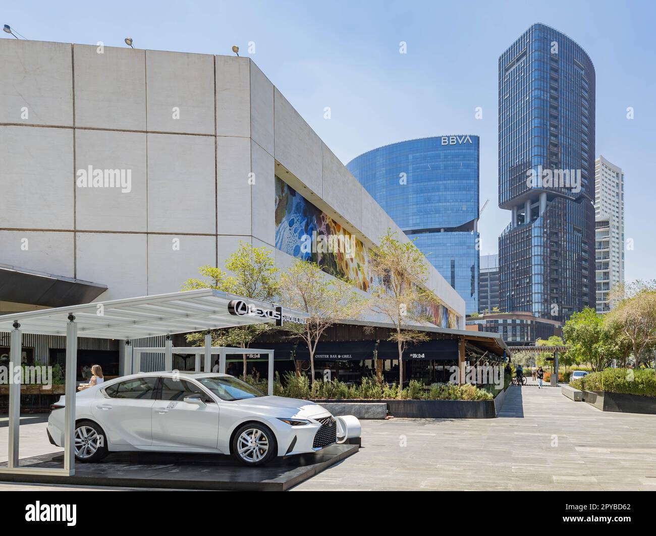 Mexico, APR 27 2023 - Sunny view of the modern building in Andares ...