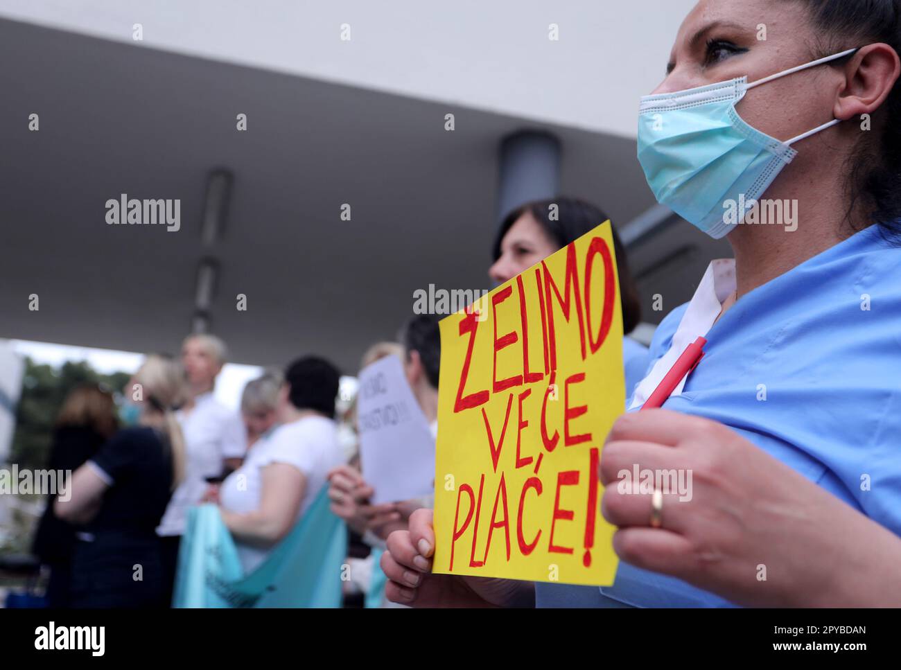 Split, Croatia. 03rd May, 2023. Medical workers during a protest ...
