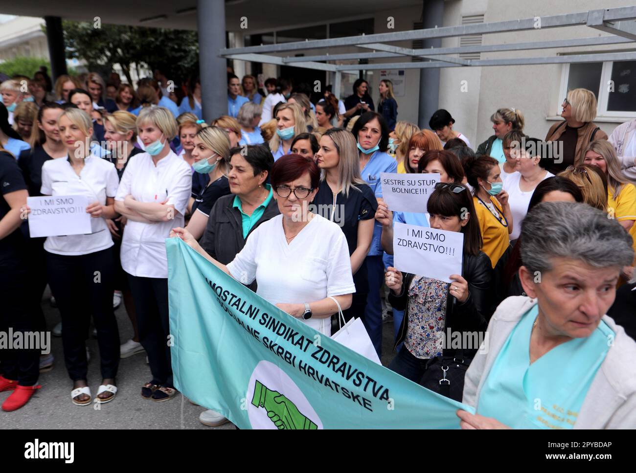 Split, Croatia. 03rd May, 2023. Medical workers during a protest ...