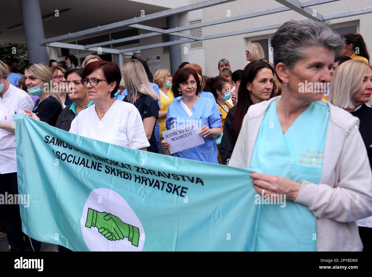 Split, Croatia. 03rd May, 2023. Medical workers during a protest ...