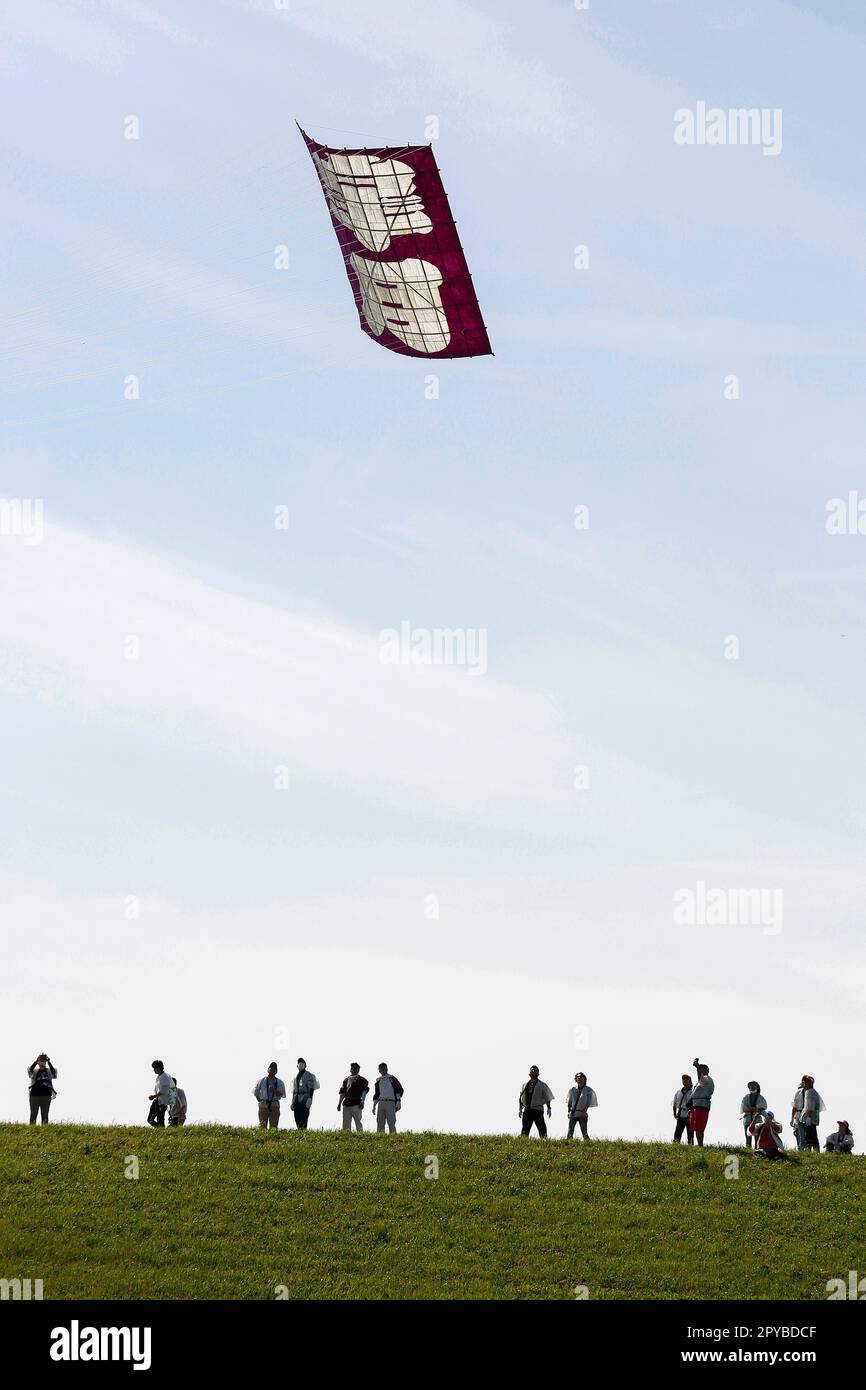 May 3, 2023, Saitama, Japan: A giant kite soars during the Giant Kite ...