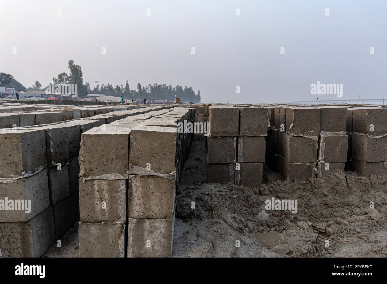 Step by step, or a pile of concrete blocks or boulders isolated to ...