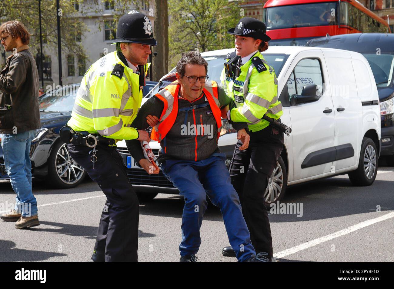 Protesters from Just Stop Oil stop traffic in Westminster as they slow ...