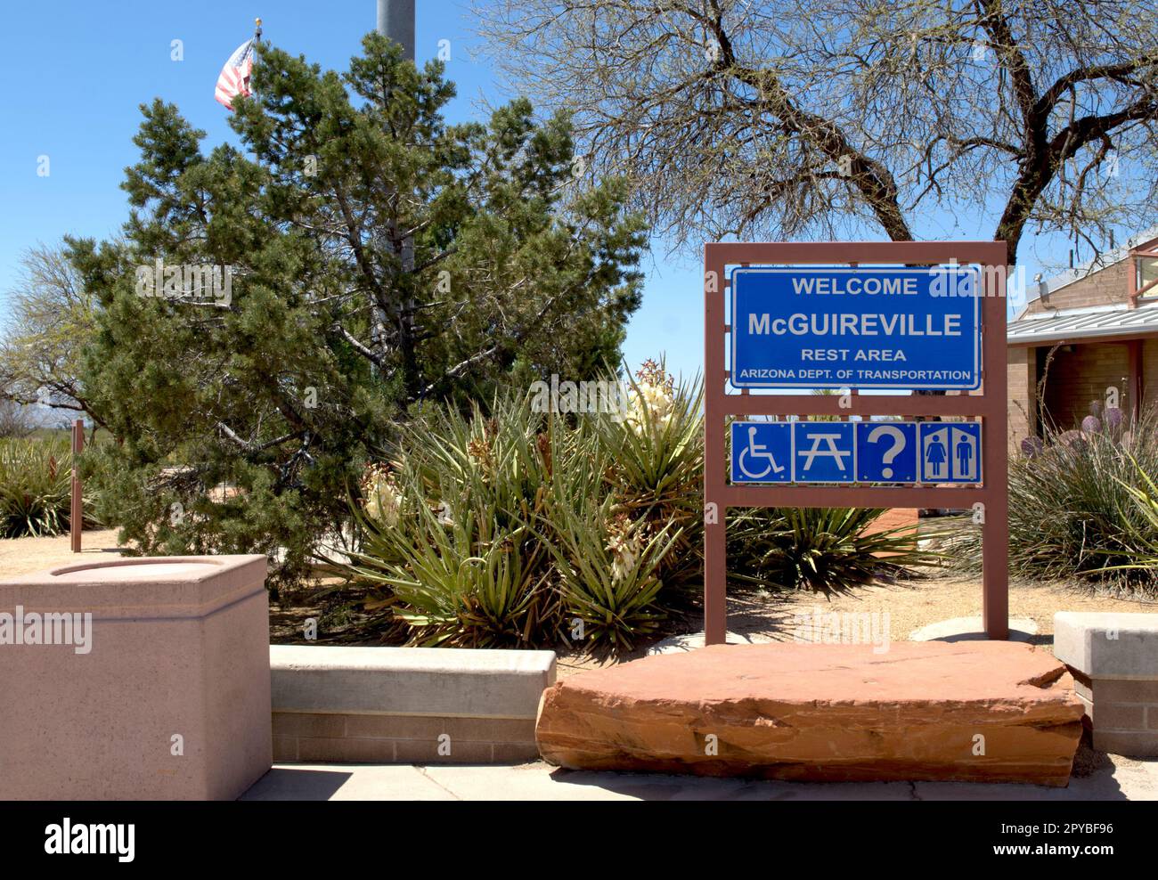 McGuireville Rest Area Sign Arizona USA Stock Photo - Alamy