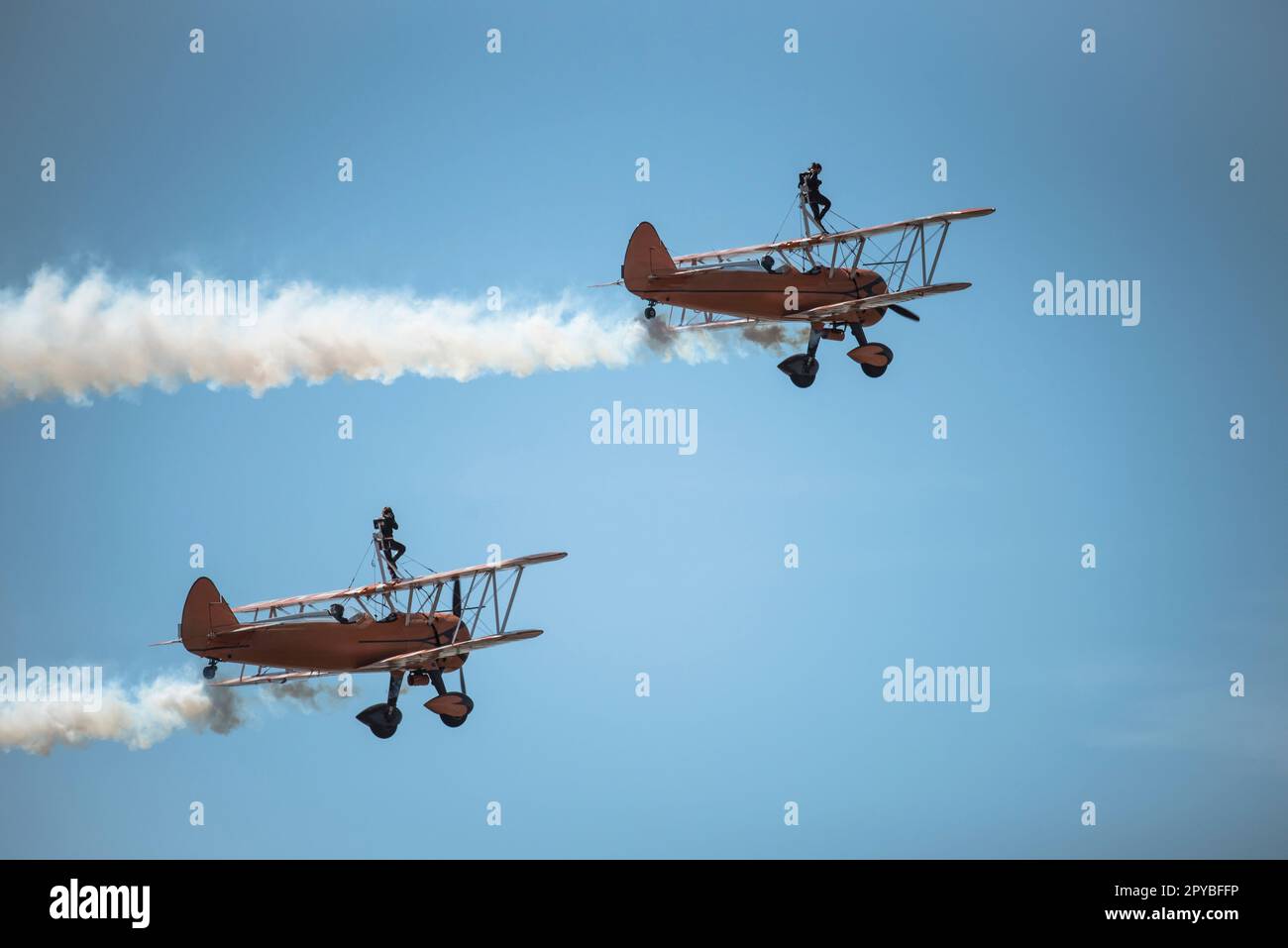 Breitling wing walkers performing at Blackpool airshow 2016 Stock Photo ...