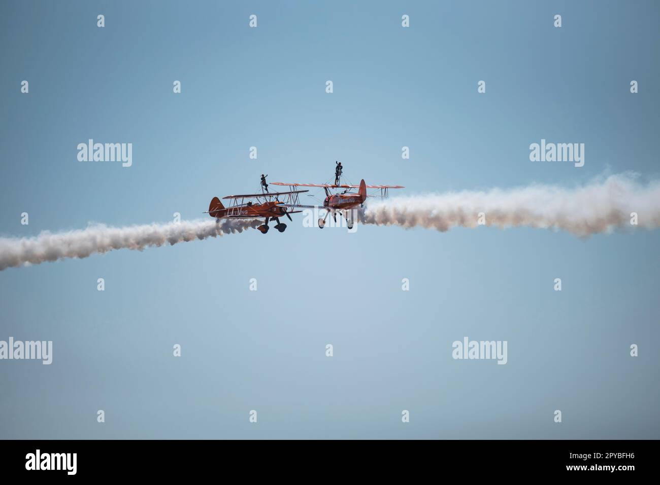 Breitling wing walkers performing at Blackpool airshow 2016 Stock Photo ...