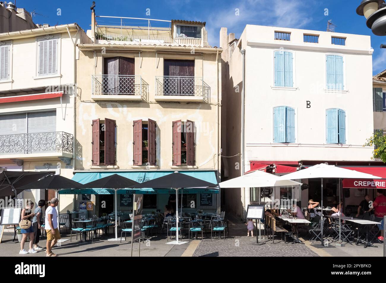 View of the harbor of Cassis situated east of Marseille, a popular ...