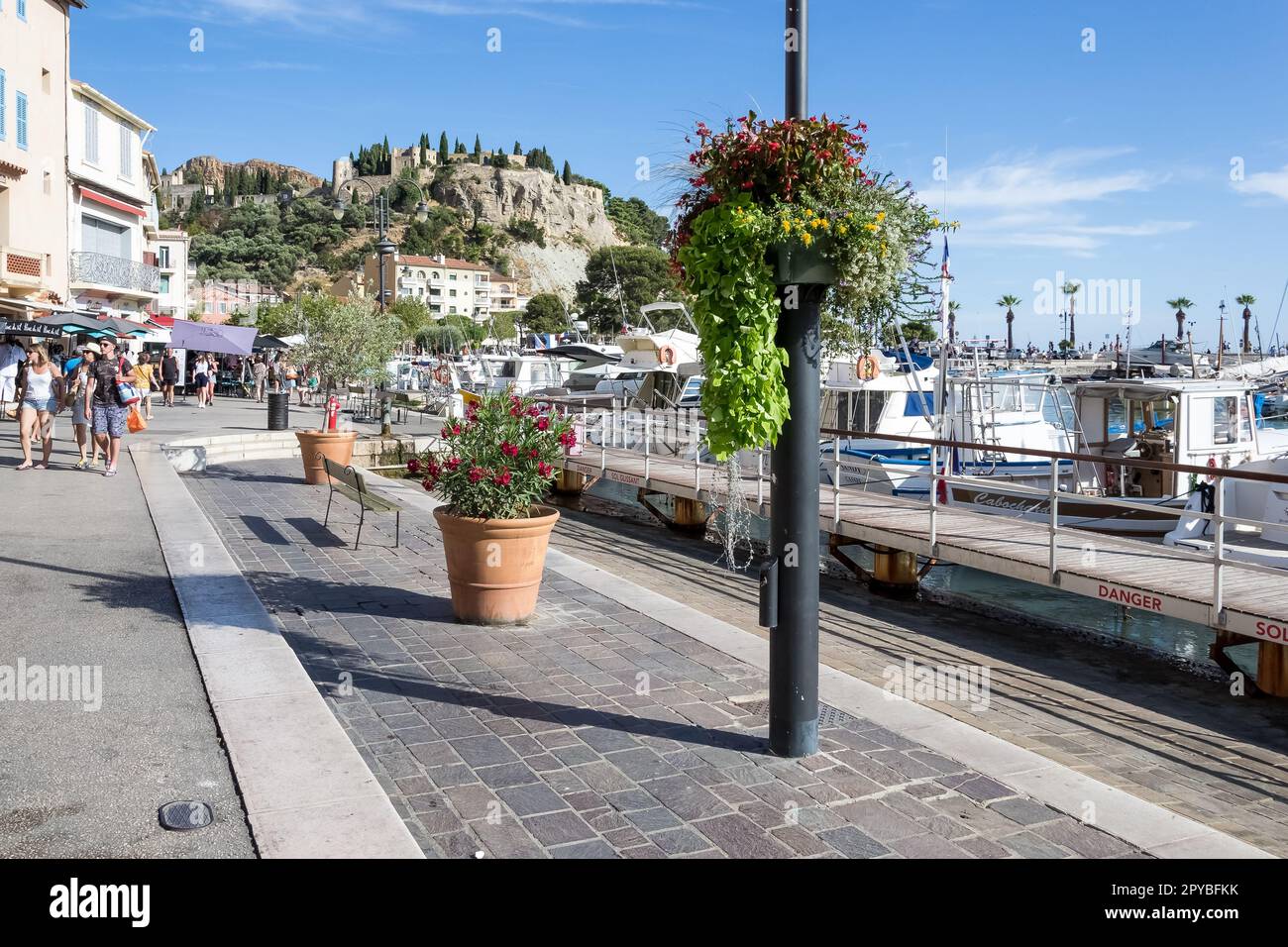 View of the harbor of Cassis situated east of Marseille, a popular ...
