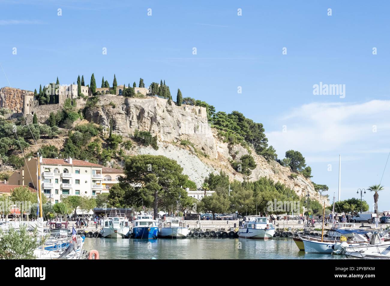 View of the harbor of Cassis situated east of Marseille, a popular ...