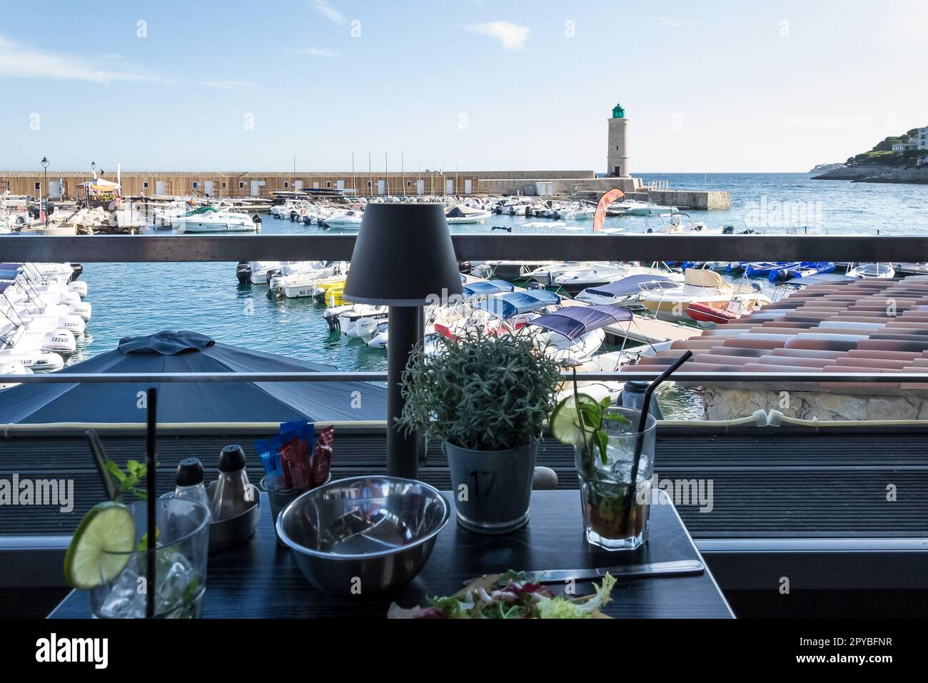 View of the harbor of Cassis situated east of Marseille, a popular ...