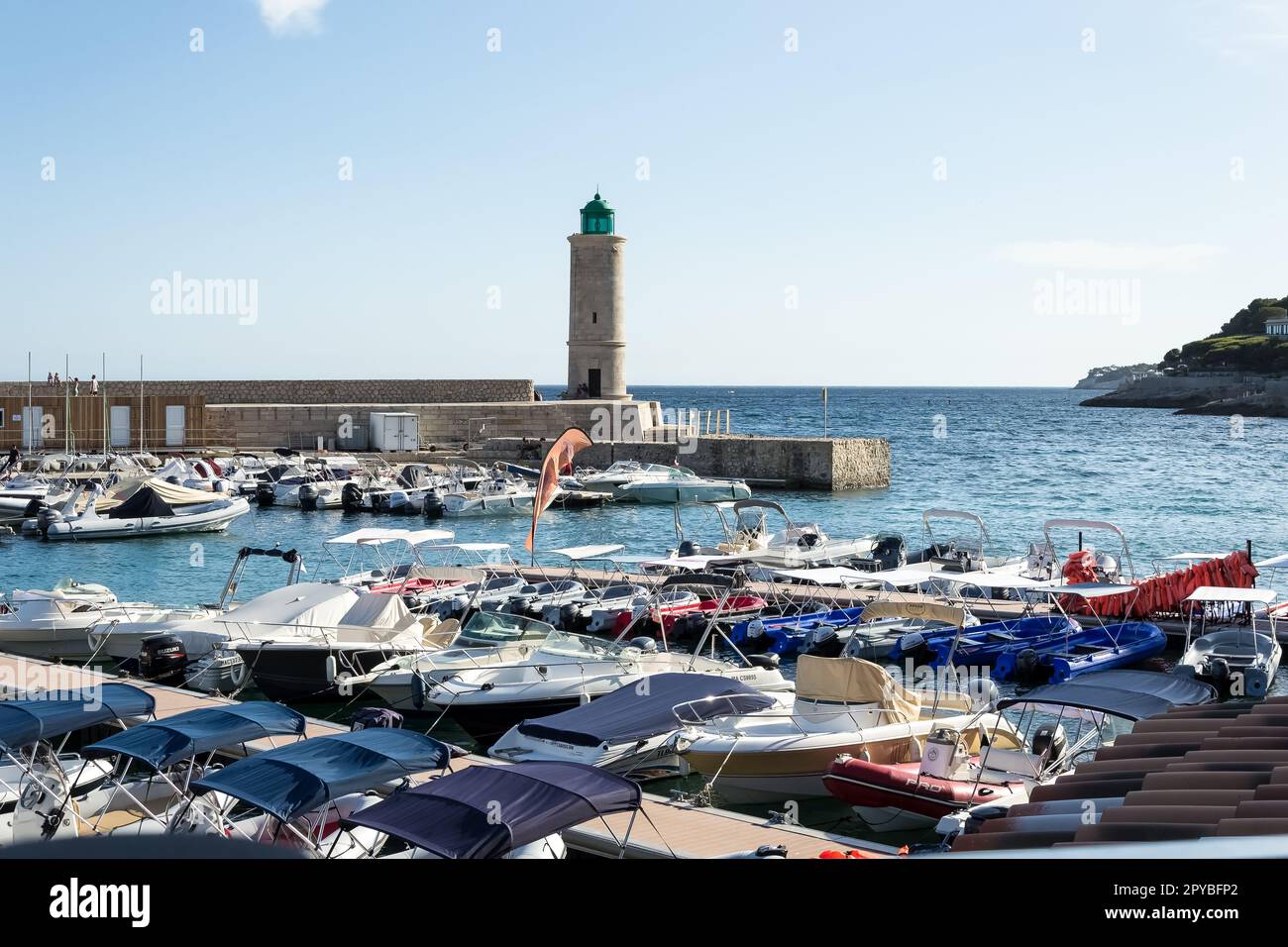 View of the harbor of Cassis situated east of Marseille, a popular ...
