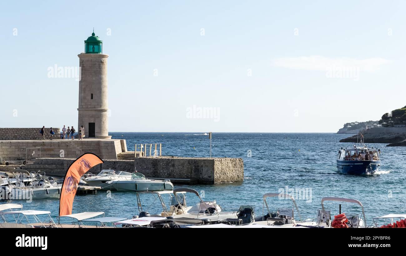 View of the harbor of Cassis situated east of Marseille, a popular ...