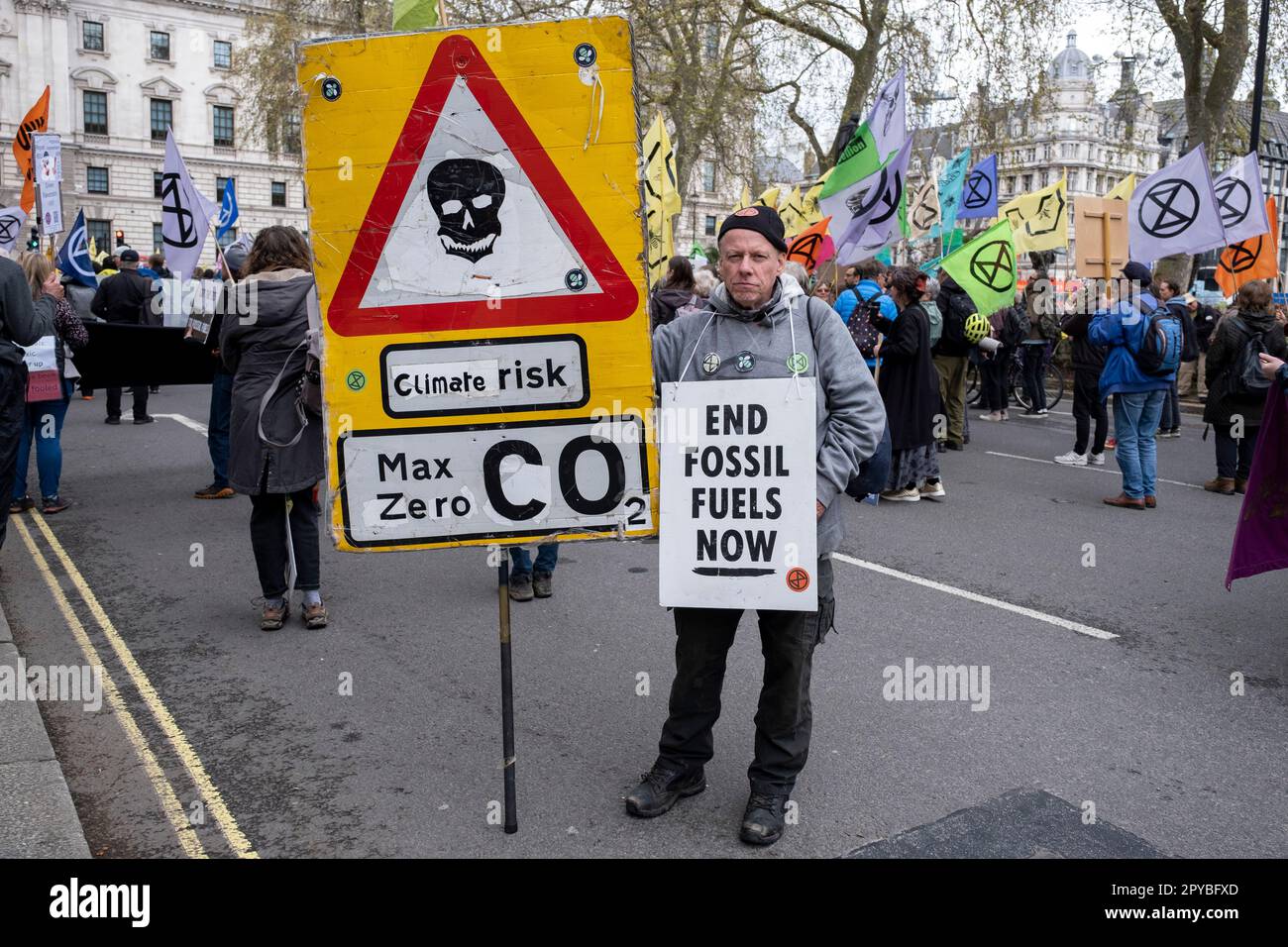 Protesters from the environmental group Extinction Rebellion gather for ...
